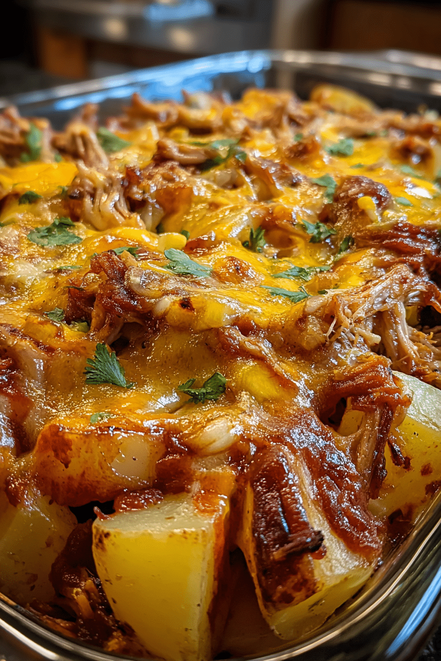 Smoky BBQ Pulled Pork Potato Casserole: 7 Amazing Steps Recipe
