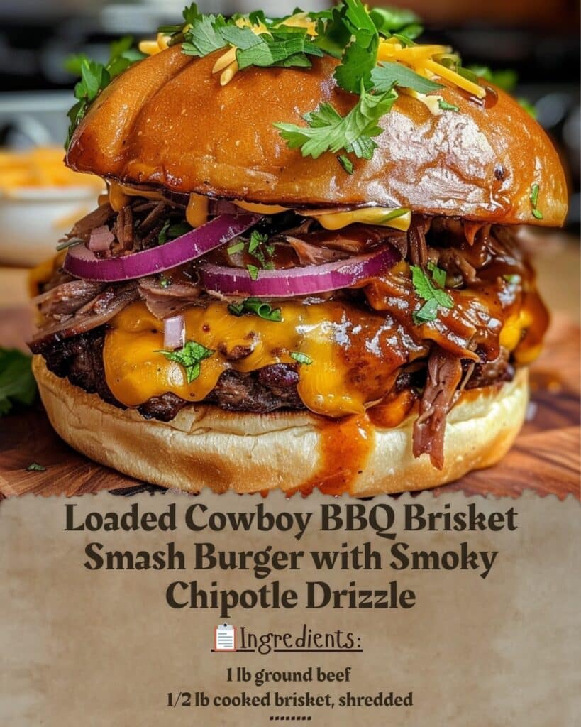 My Loaded Cowboy BBQ Brisket Smash Burger with Smoky Chipotle Drizzle