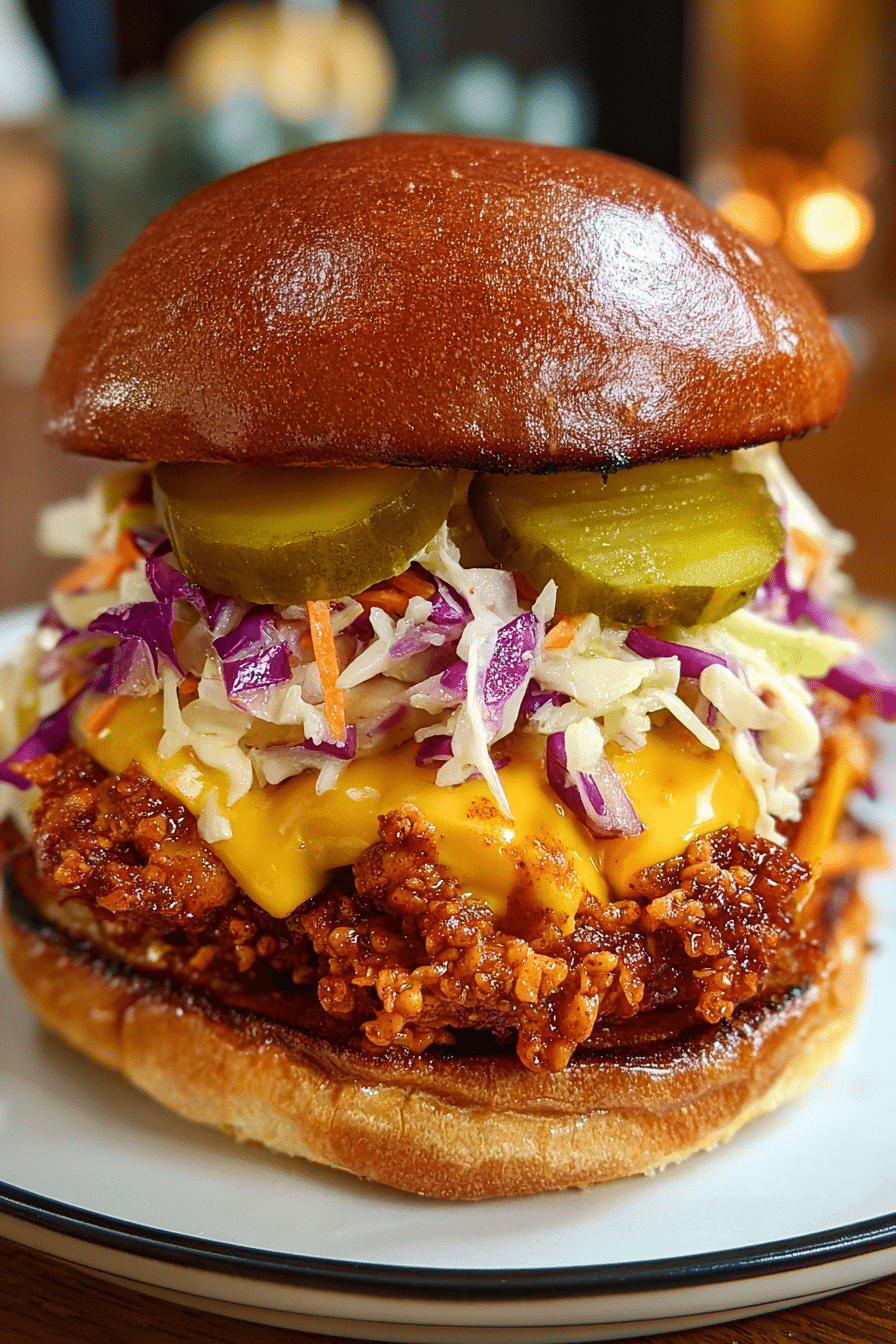 My Nashville Hot Chicken Smash Burger with Pickle Slaw Recipe