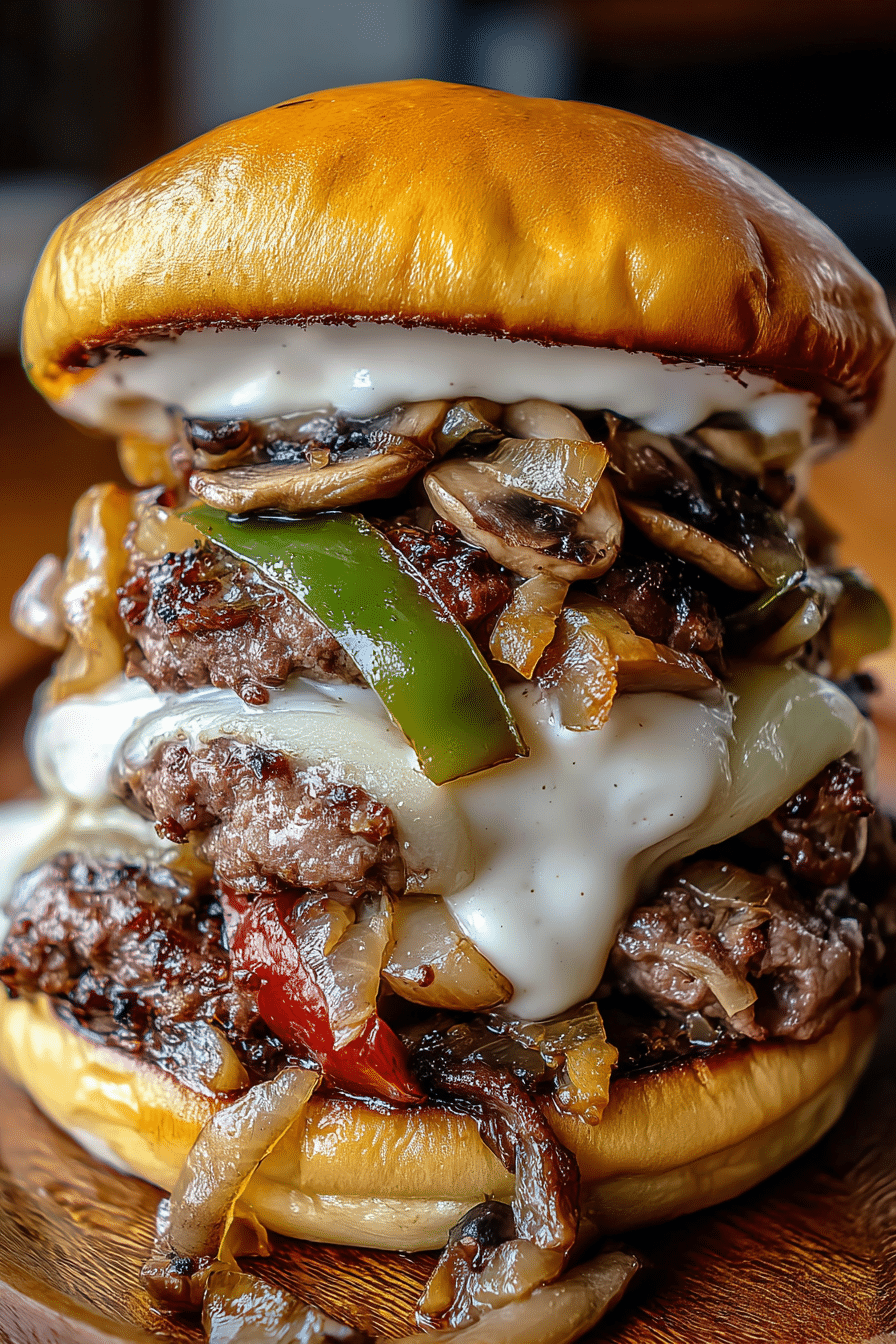 I Made a Double-Stuffed Philly Cheesesteak Smash Burger with Ranch Whip