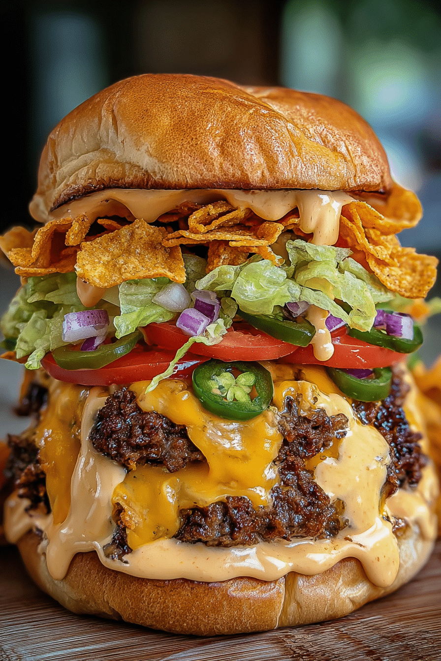Spicy Nacho Doritos Crunch Burger with Queso Lava Drip: My Recipe