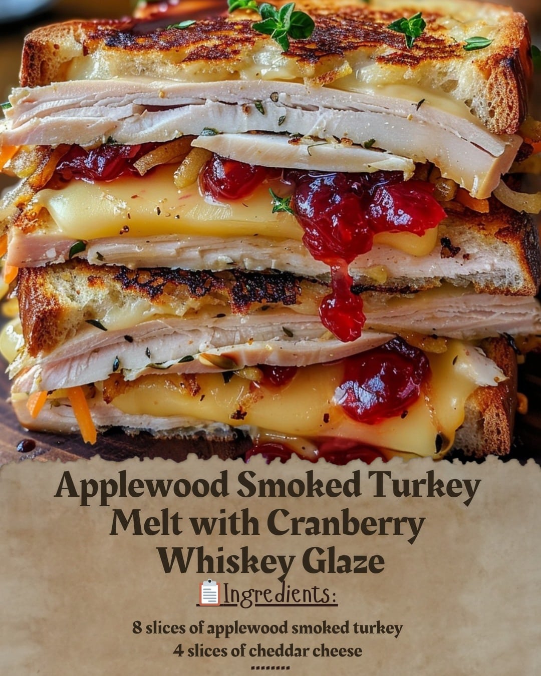 Applewood Smoked Turkey Melt with Cranberry Whiskey Glaze
