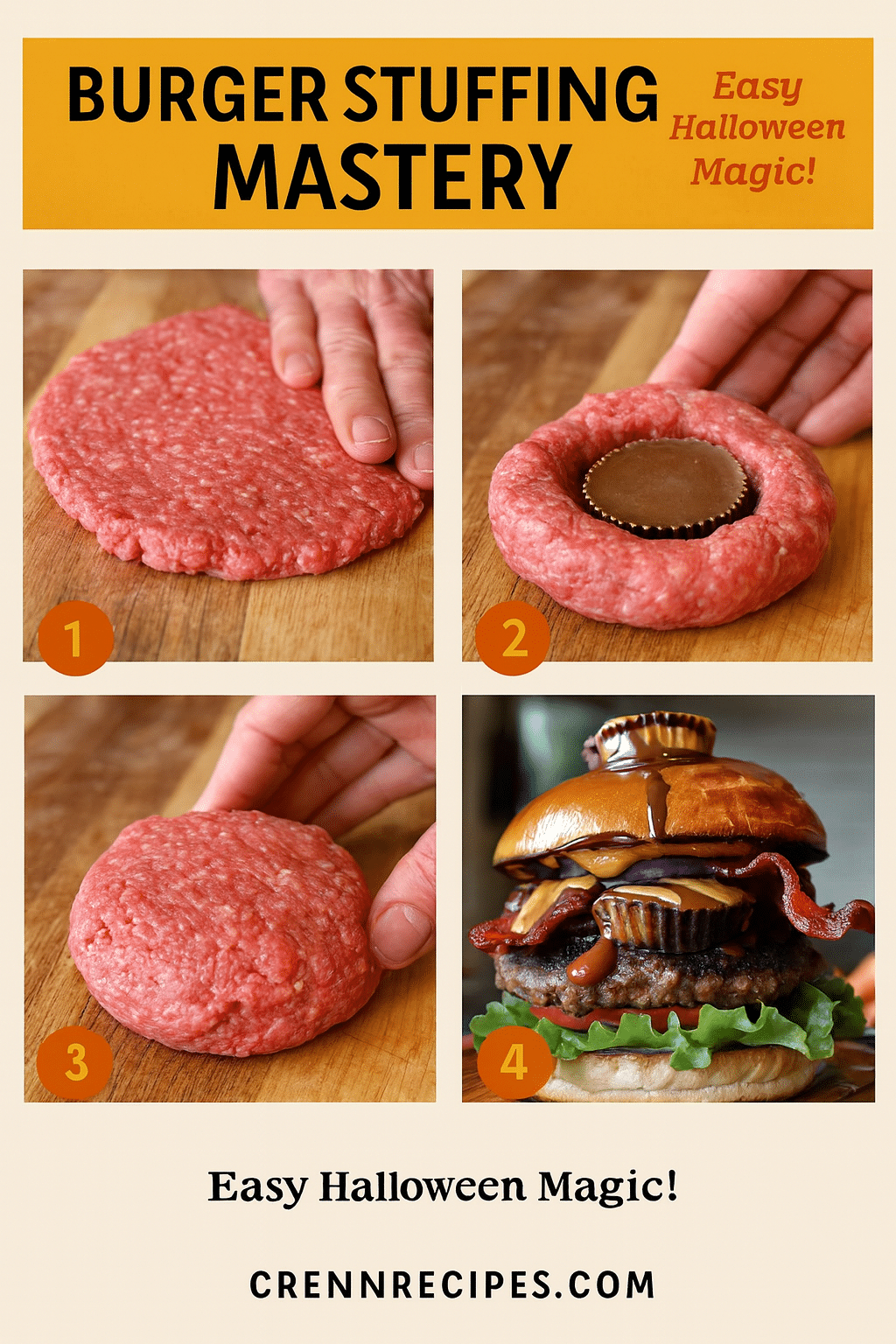 Spooky Reese’s Peanut Butter Cup Bacon Burger