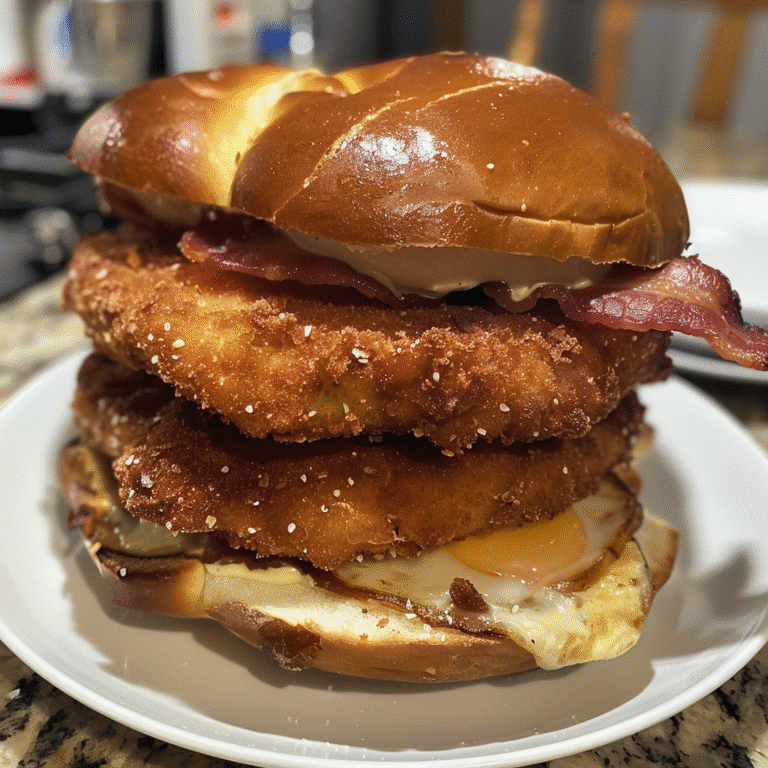 Crispy Schnitzel Bacon Pretzel Sandwich | Delicious Bacon
