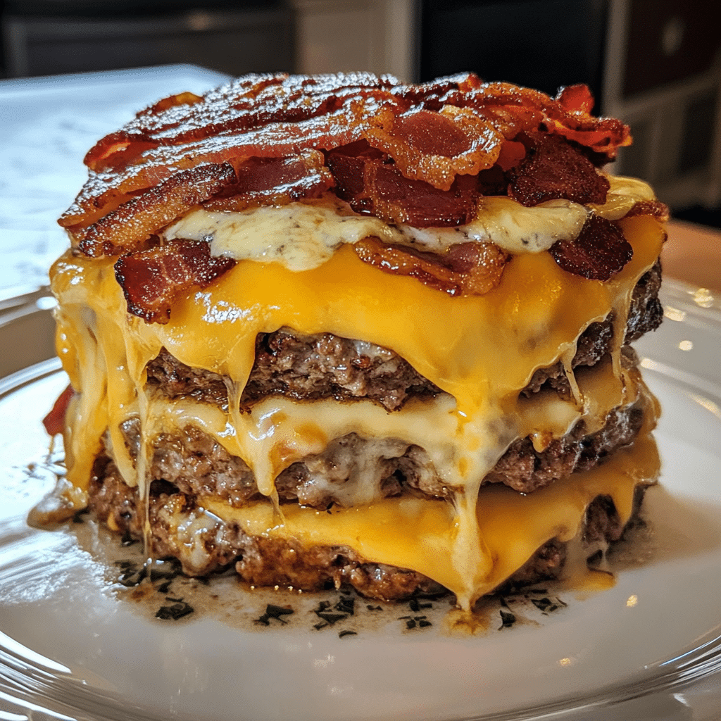 Smoked Bacon Four-Cheese Loaded Meatloaf Stack: Easy Dinner
